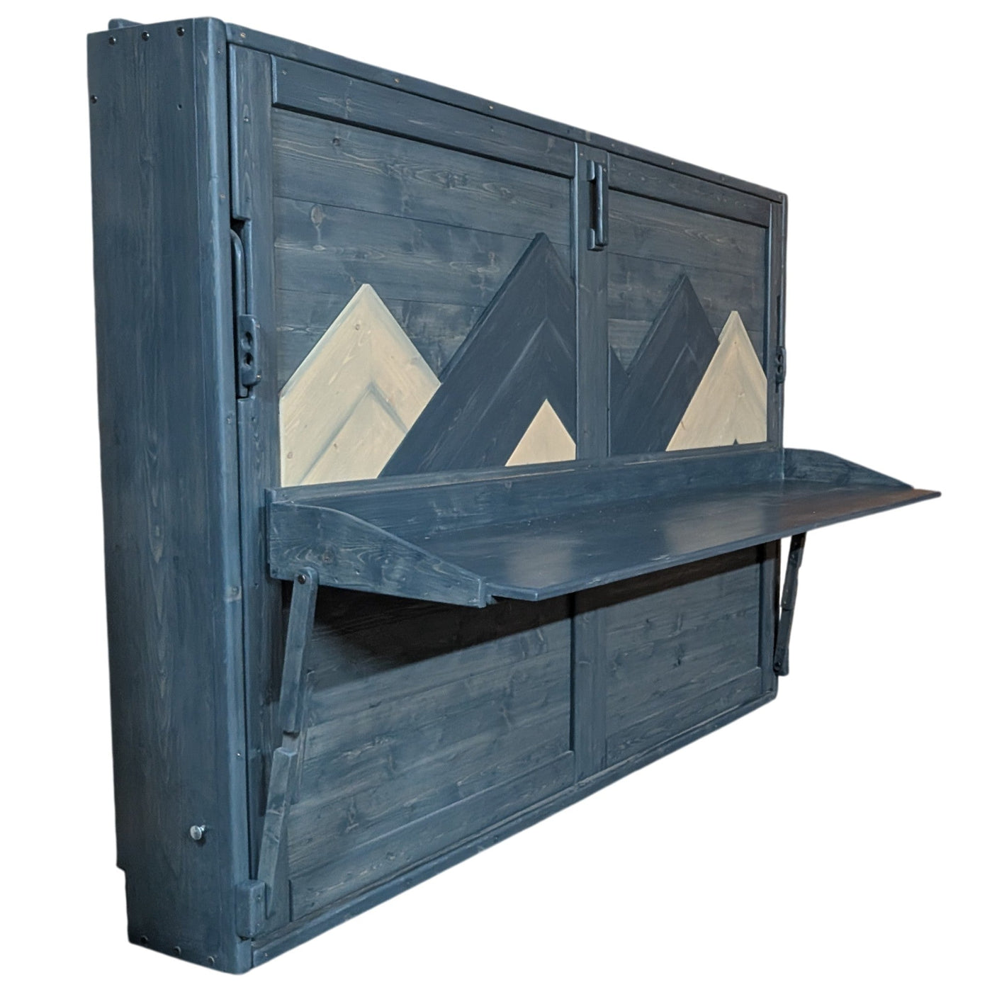 Horizontal Murphy Bed with Stay Level Desk - Blue