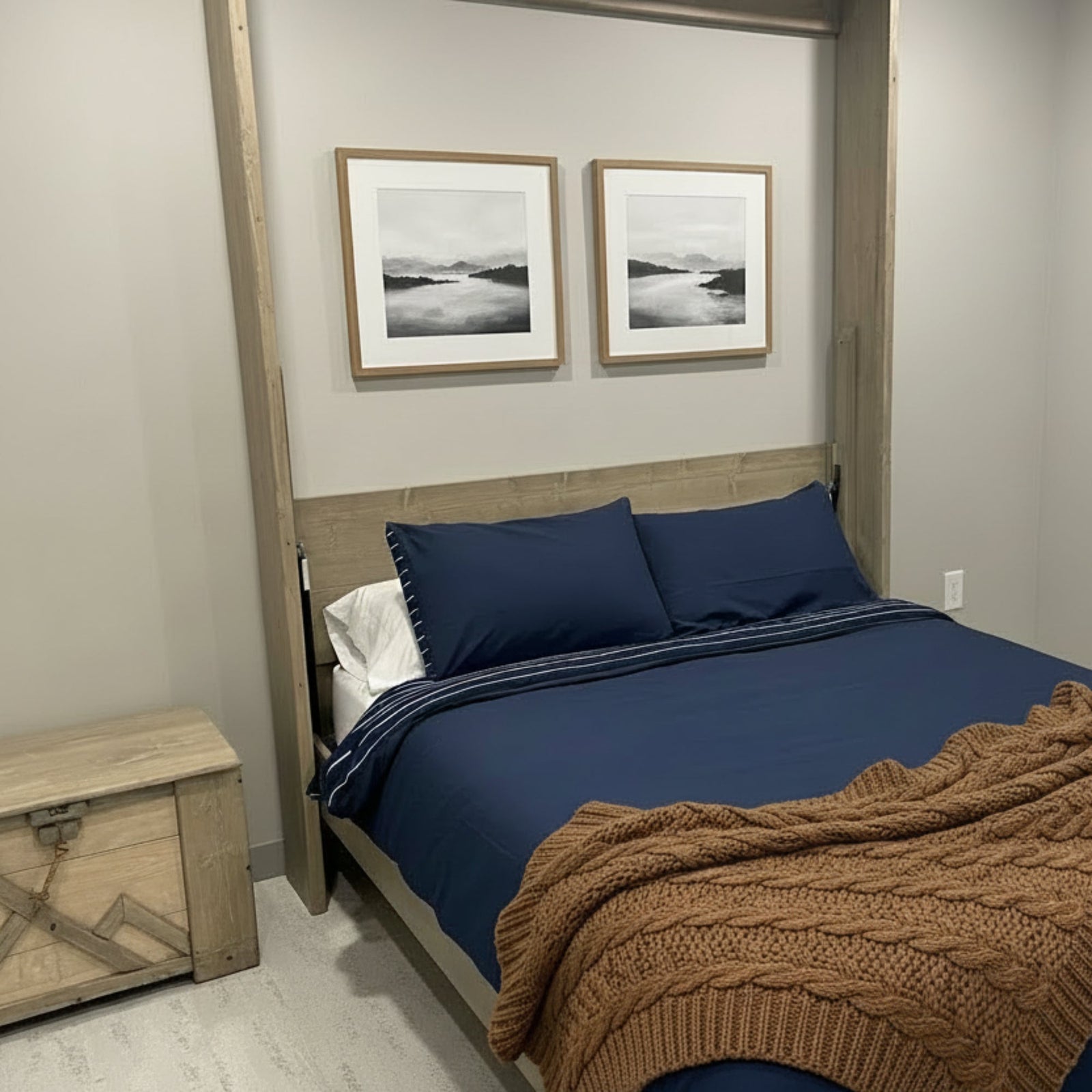 Sandstone Murphy Bed with Desk | Guestroom and Office