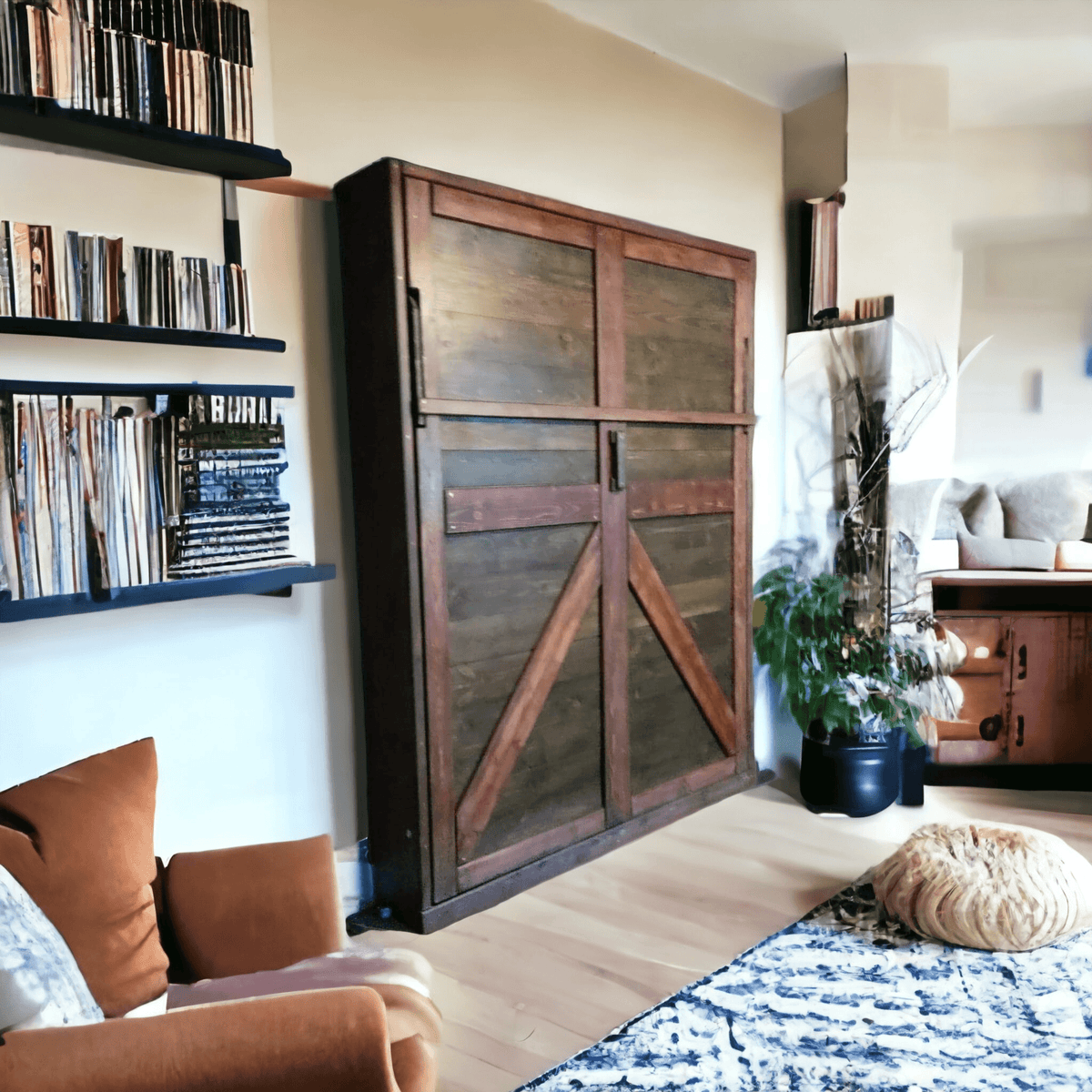 Double Murphy Bed - Rustic Brown