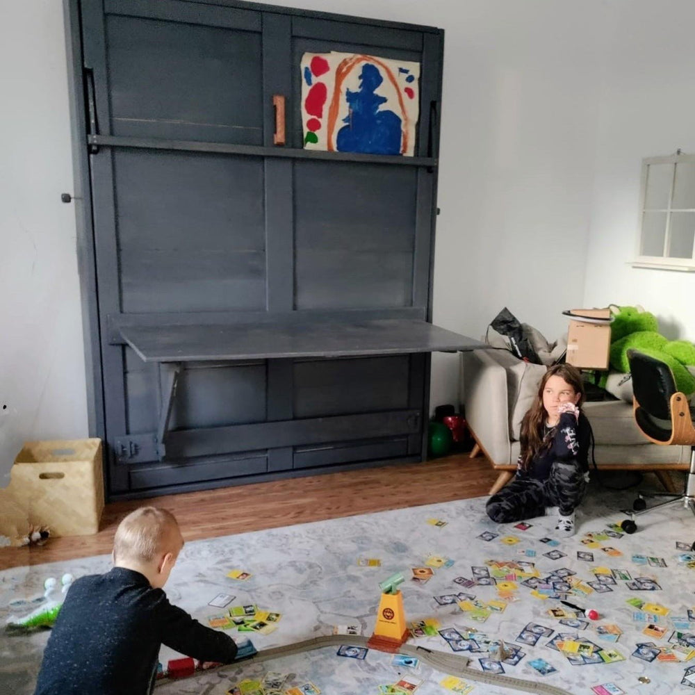 Blue Murphy Bed with Desk | Make Space for Work