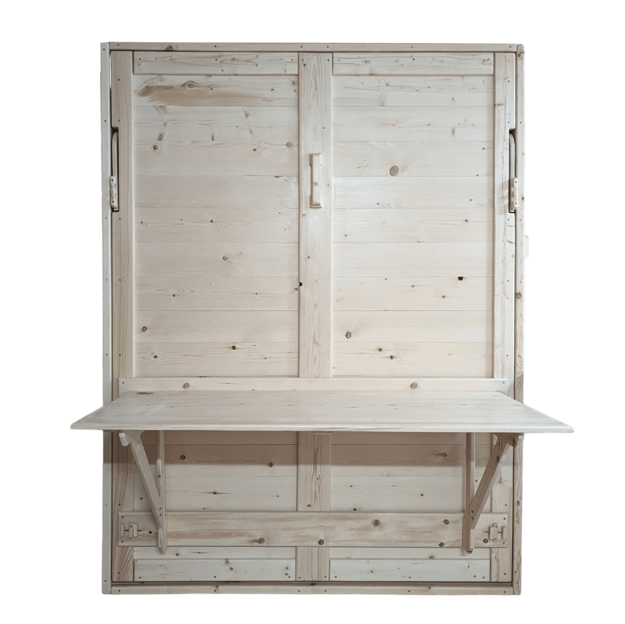 Natural Pine Murphy Bed with Desk | Canadian Handmade