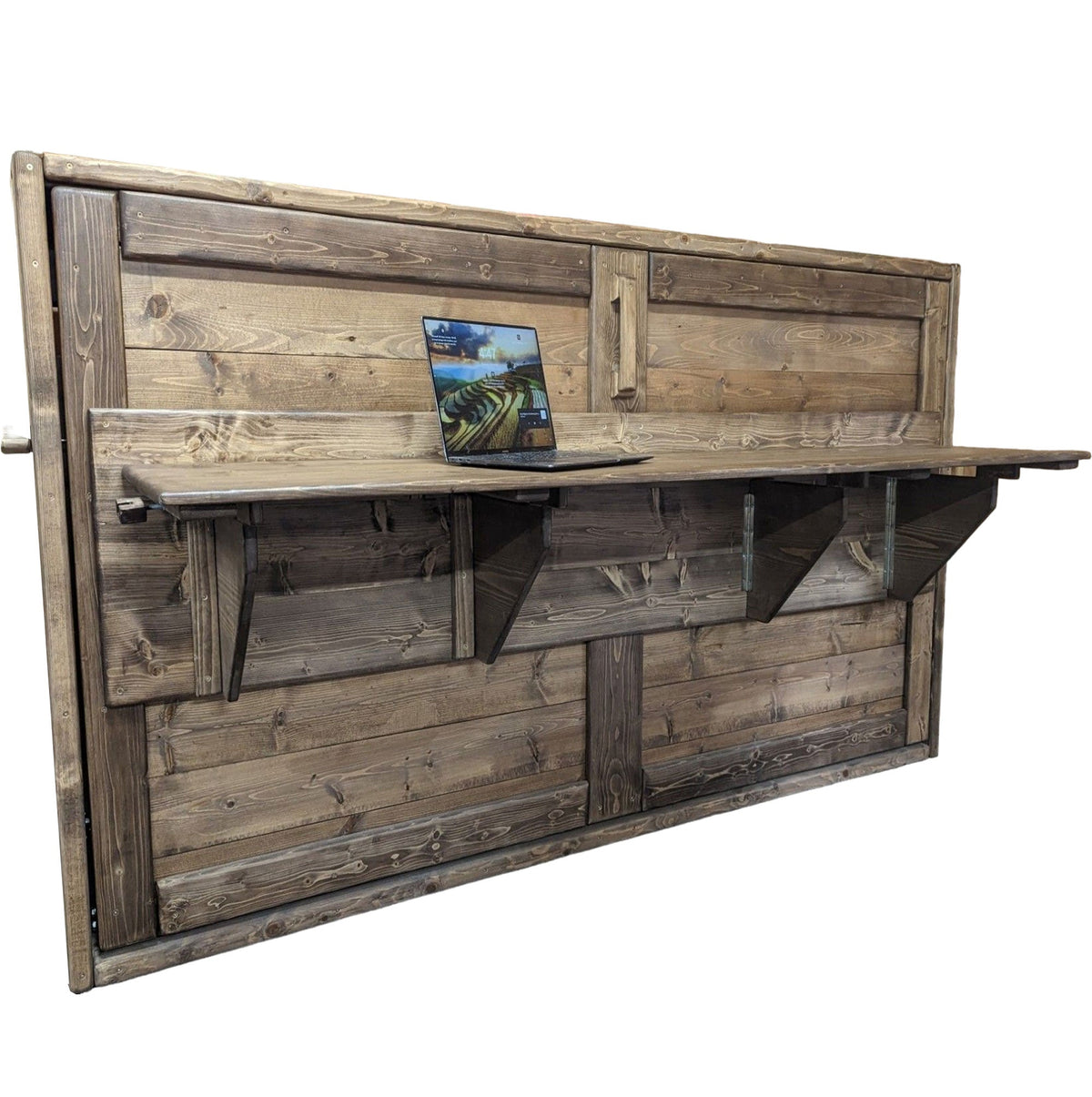 Twin Horizontal Murphy Bed With Desk | Handmade from Real Wood