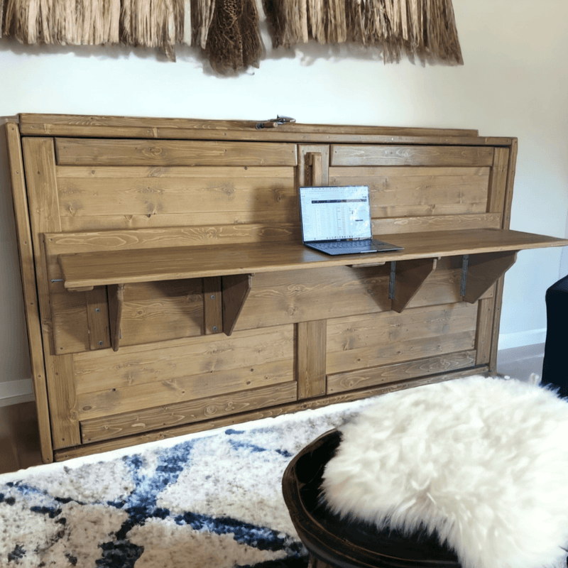 Twin Horizontal Murphy Bed With Desk | Handmade from Real Wood